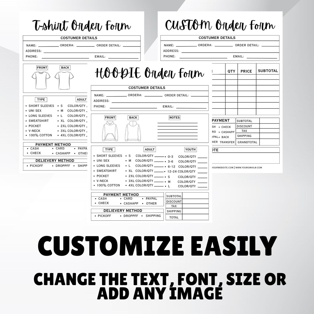 Editable Order Forms Bundle: Small Business Templates (CANVA Digital ...