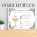 Editable OCIA Certificate Template: RCIA, First Communion (canva PDF ...