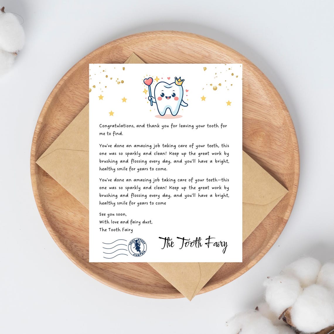 Editable Tooth Fairy Letter & Receipt Template (canva Digital Download ...