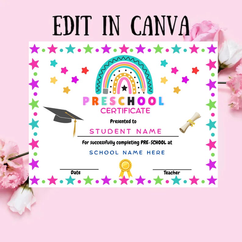Pre-k Certificate, Kindergarten, Printable Preschool Graduation ...