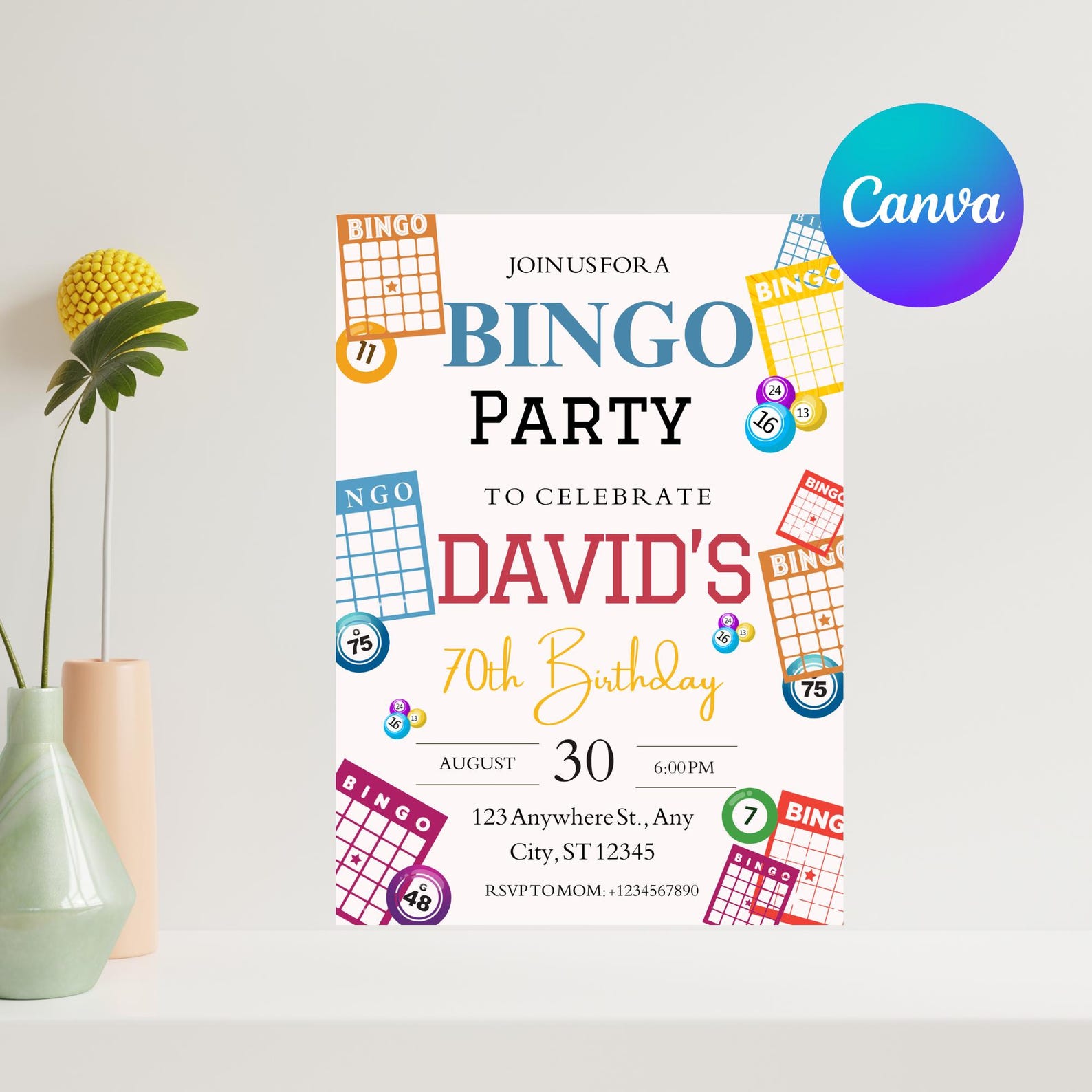 Bingo Birthday Invitation: Family Game Night Template (digital Download ...