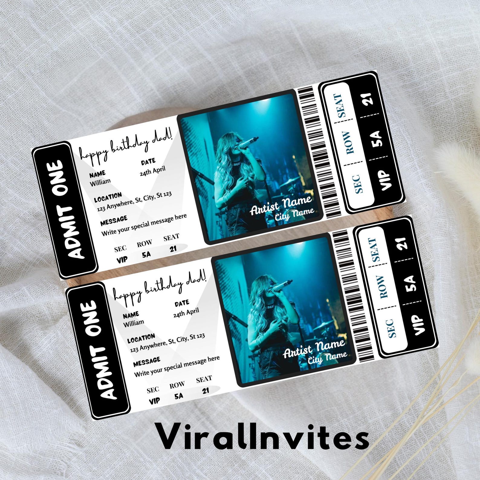 Editable Concert Ticket Template: Custom Event Invitation (digital ...