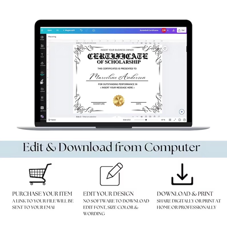 Editable Scholarship Award Certificate Template: Minimalist Design ...