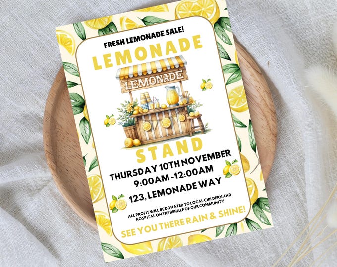 Editable Lemonade Stand Flyer Template, Printable Sign (canva) - Etsy ...