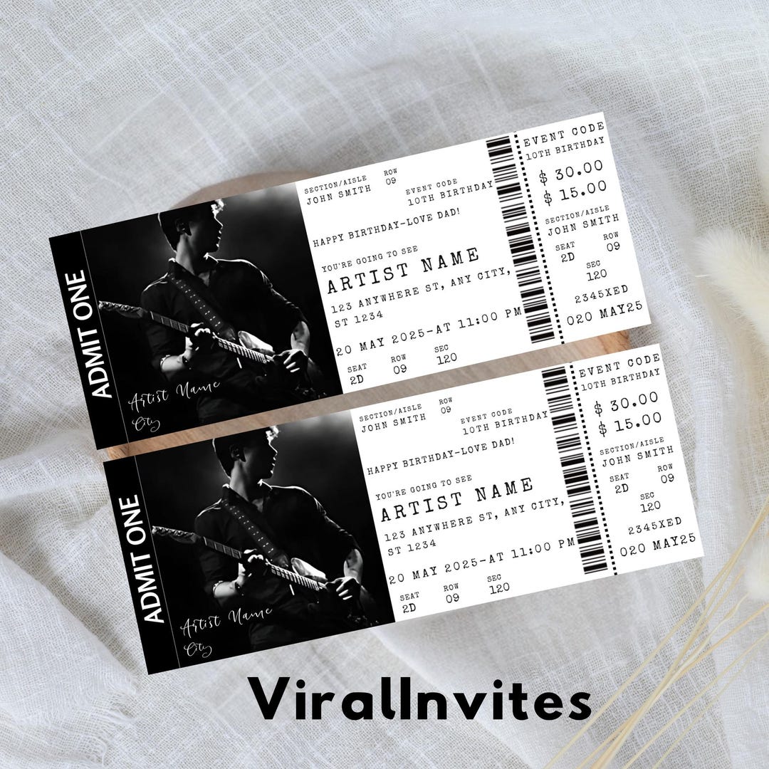 Ticketmaster Ticket, Concert Ticket Template, Surprise Concert Tickets ...