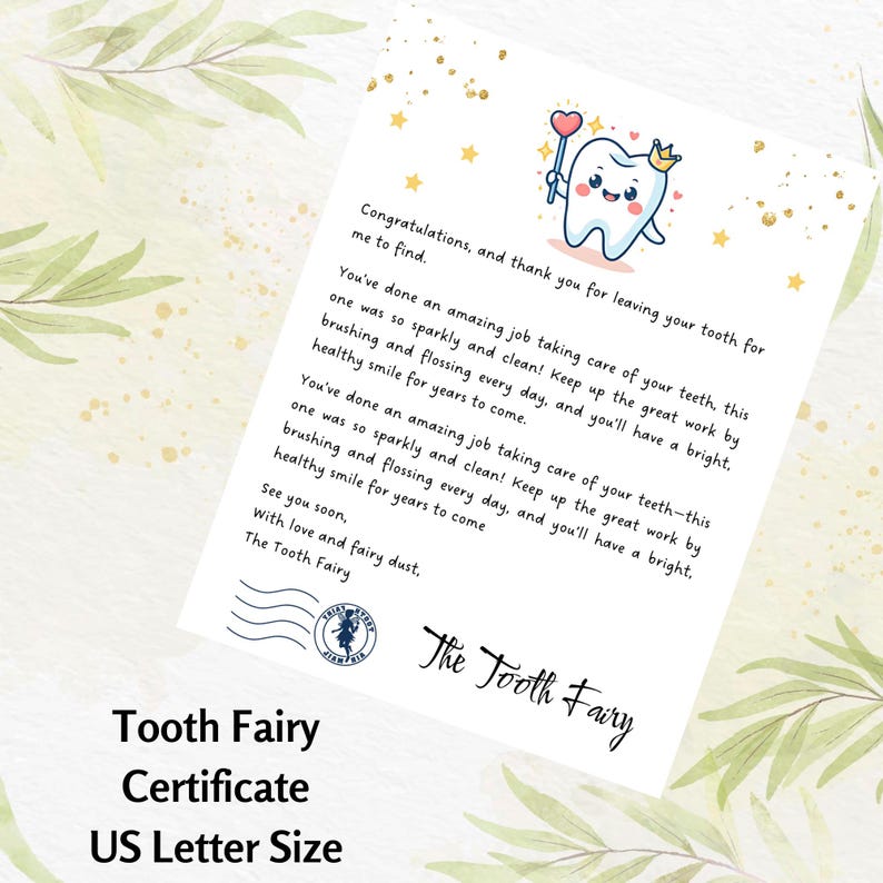 Editable Tooth Fairy Letter & Receipt Template (canva Digital Download ...