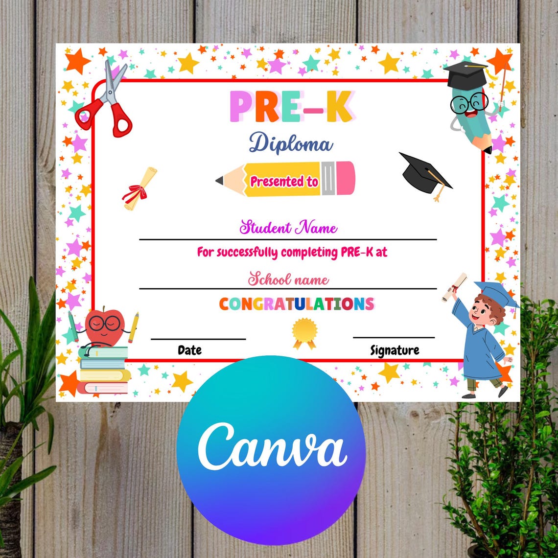 Pre-k Diploma With Photo, Pre-k Certificate, Prek Diploma, Pre-k ...