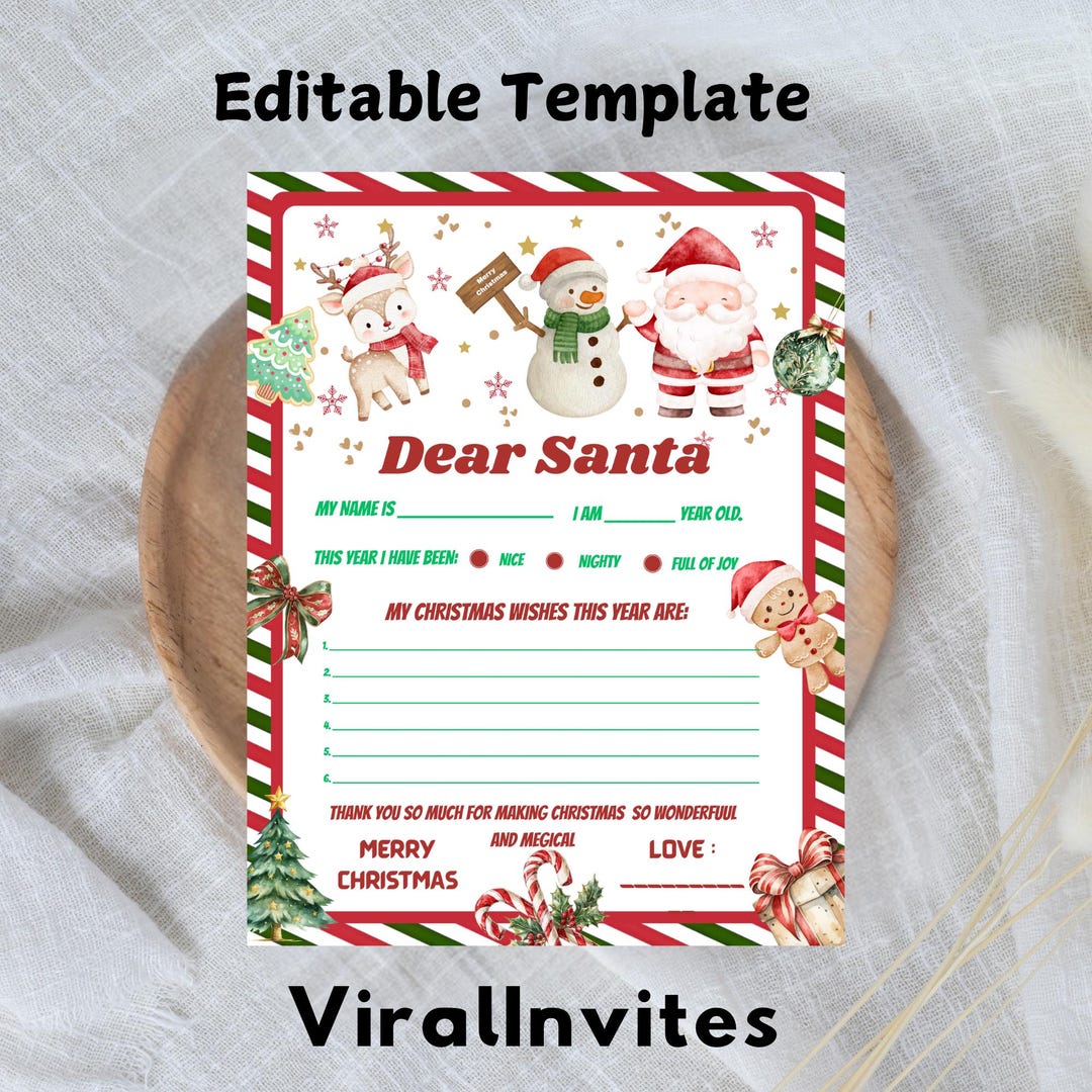 Letter to Santa | Postcard to Santa | Printable Letter to Santa | Kids ...