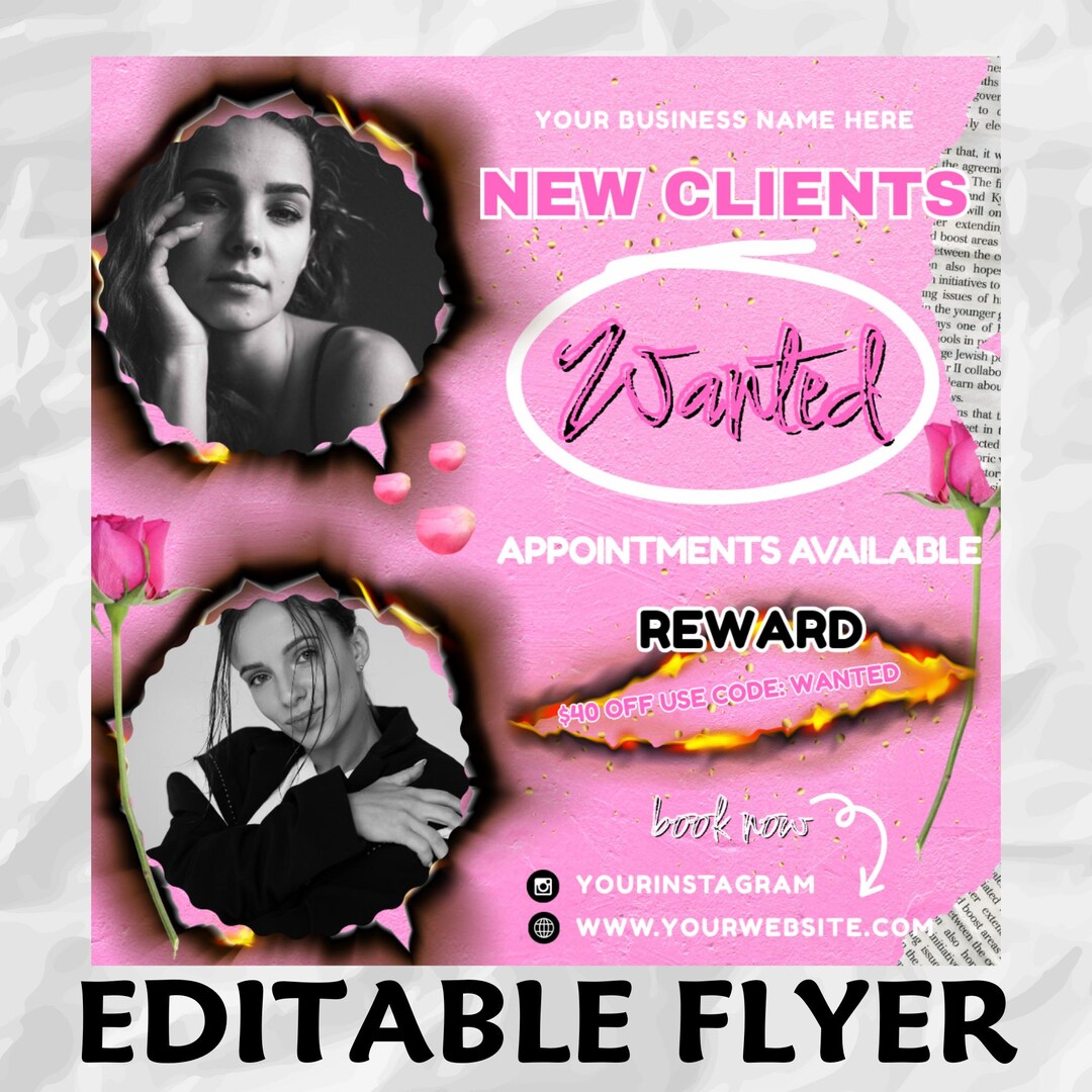 New Client Flyer, New Clients Wanted, Book Now, Hair Braids Lashes ...
