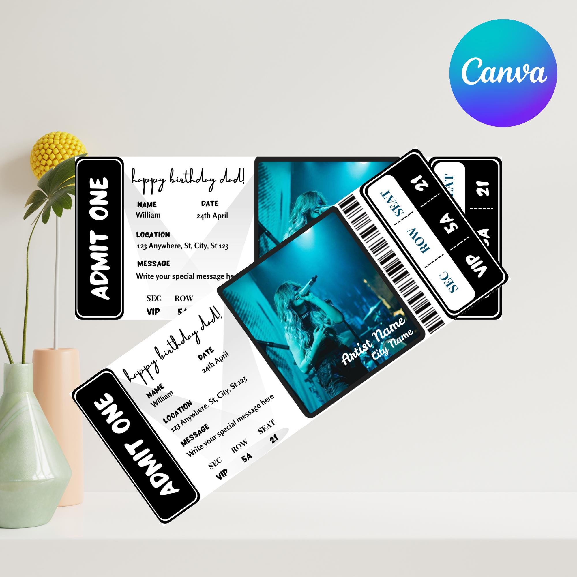 Editable Concert Ticket Template: Custom Event Invitation (digital ...