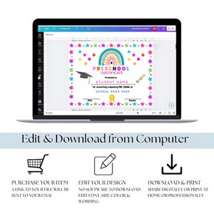 Printable Pre-k Graduation Certificate Diploma: Editable Canva Template ...