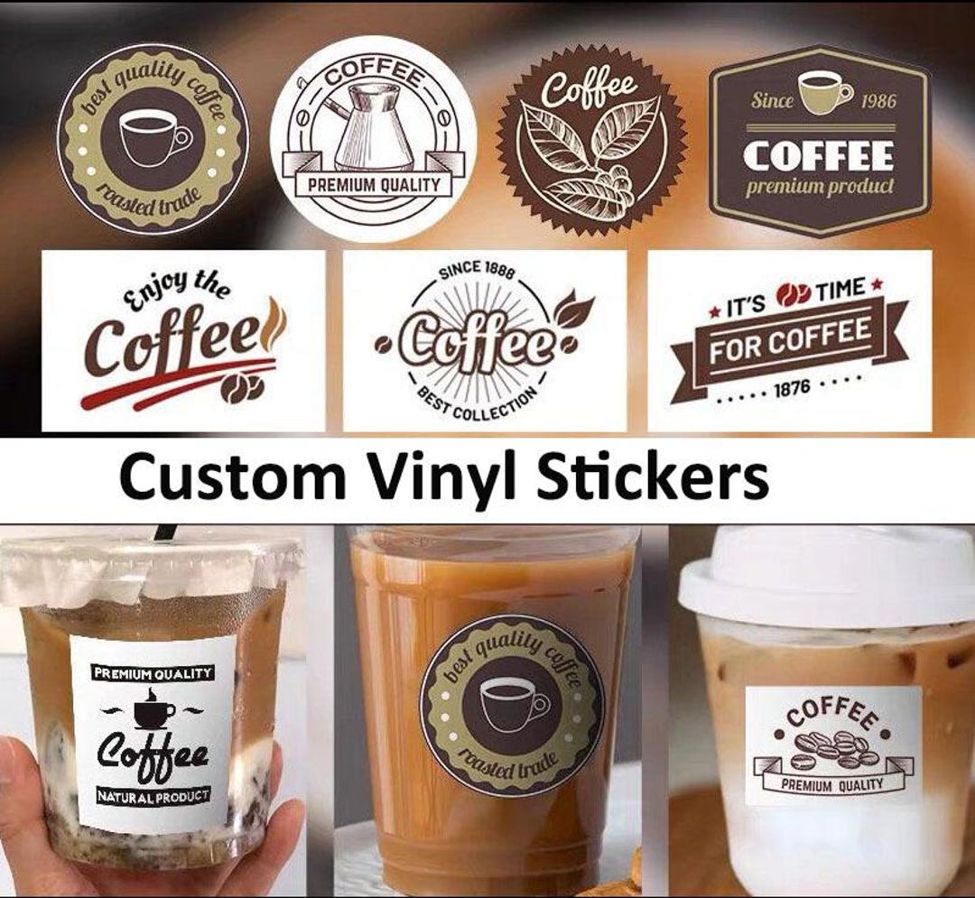 Custom Coffee Bottle Vinyl Stickers, Custom Boba Tea Labels, Glass Jar ...
