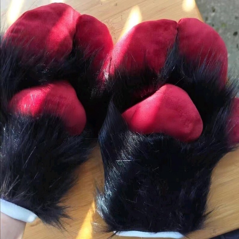 Cute Furry Cosplay Sheep Paws, Furrysuit Goat Paws, Black Red Cosplay ...