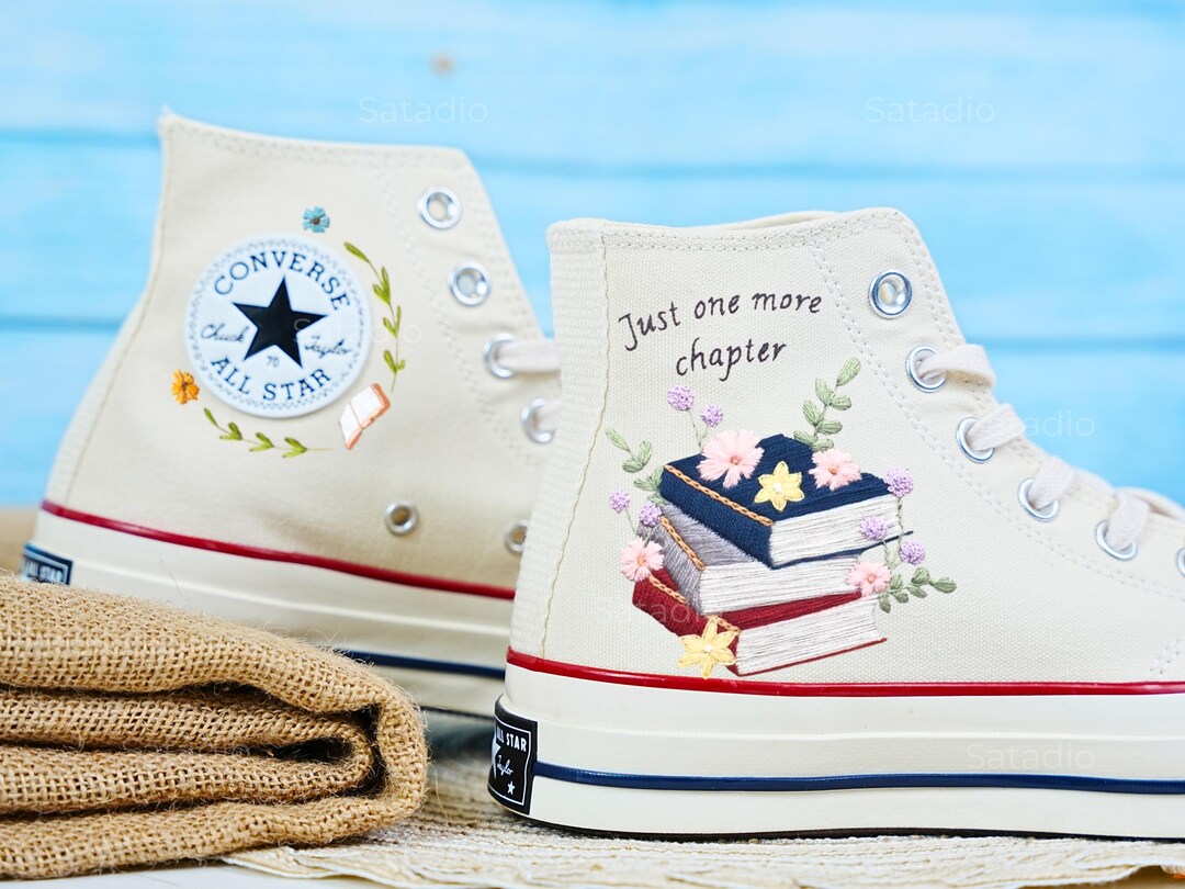 Whimsical Reading Converse | Fairycore Converse | Hand Stitched Book ...