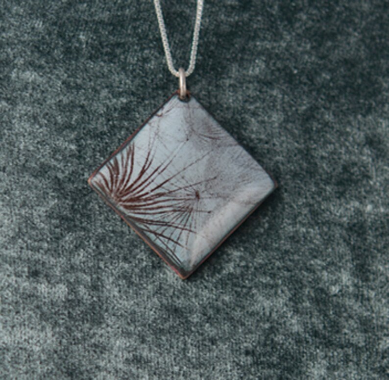 Blue Enamel Dandelion Pendant - Etsy