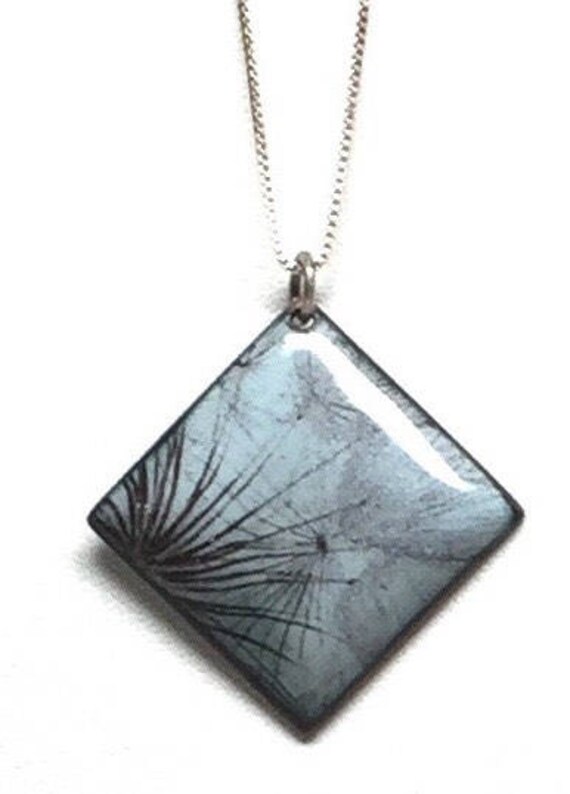 Blue Enamel Dandelion Pendant | Etsy