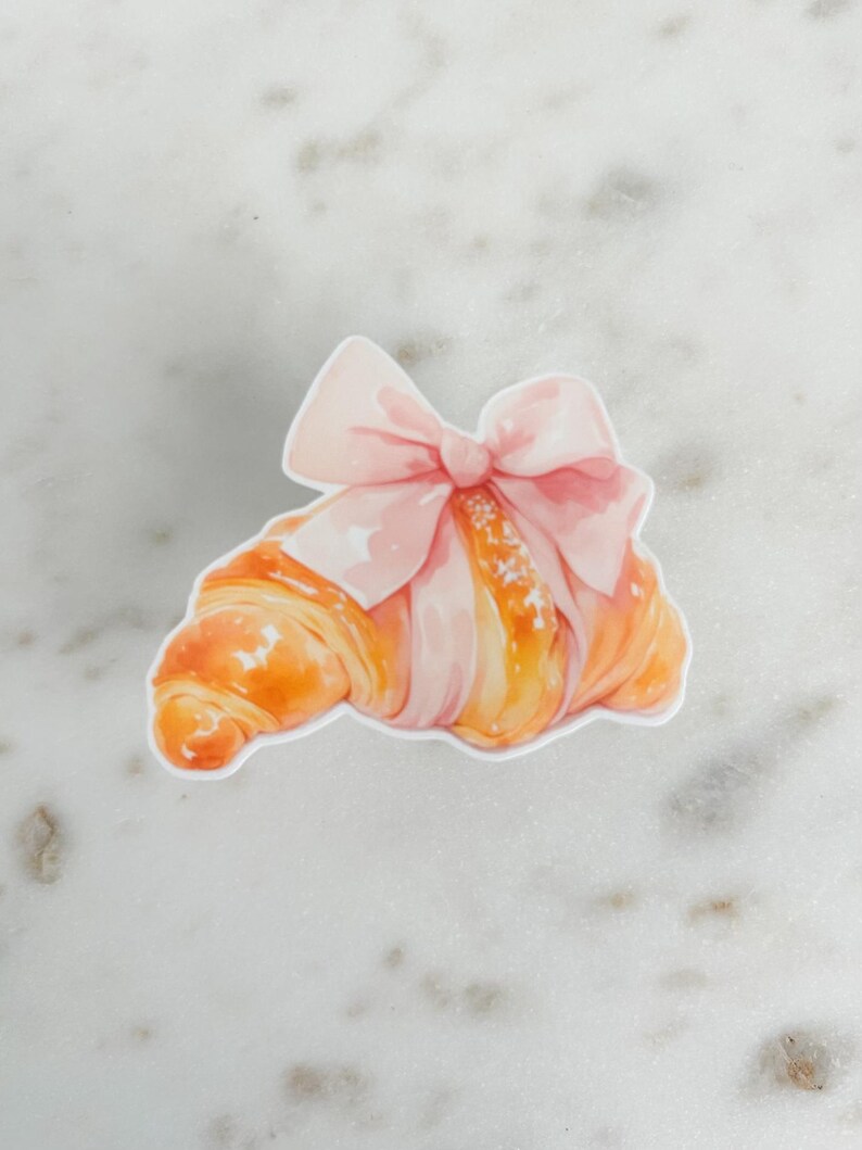 Bow Croissant Waterproof Sticker: Girly Coquette Style - Etsy