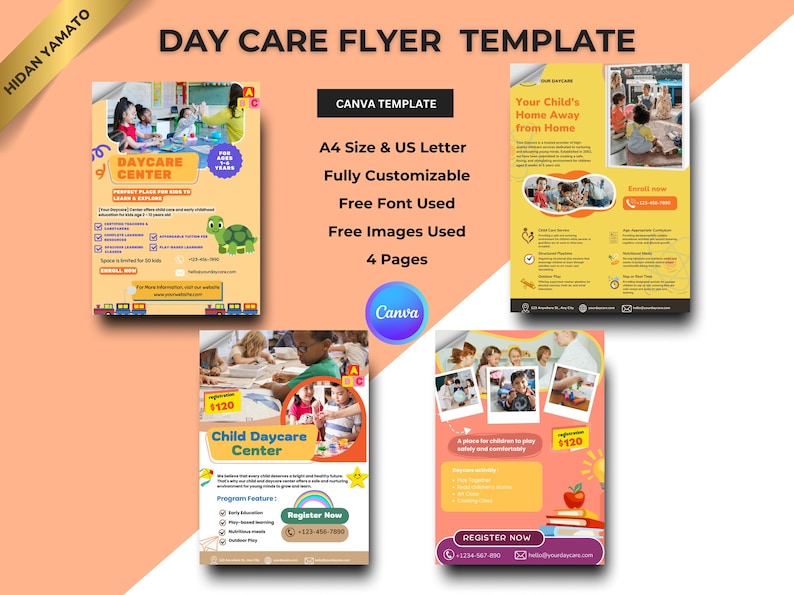 Daycare Flyer Template | Editable Canva Design | Childcare Center Ad ...