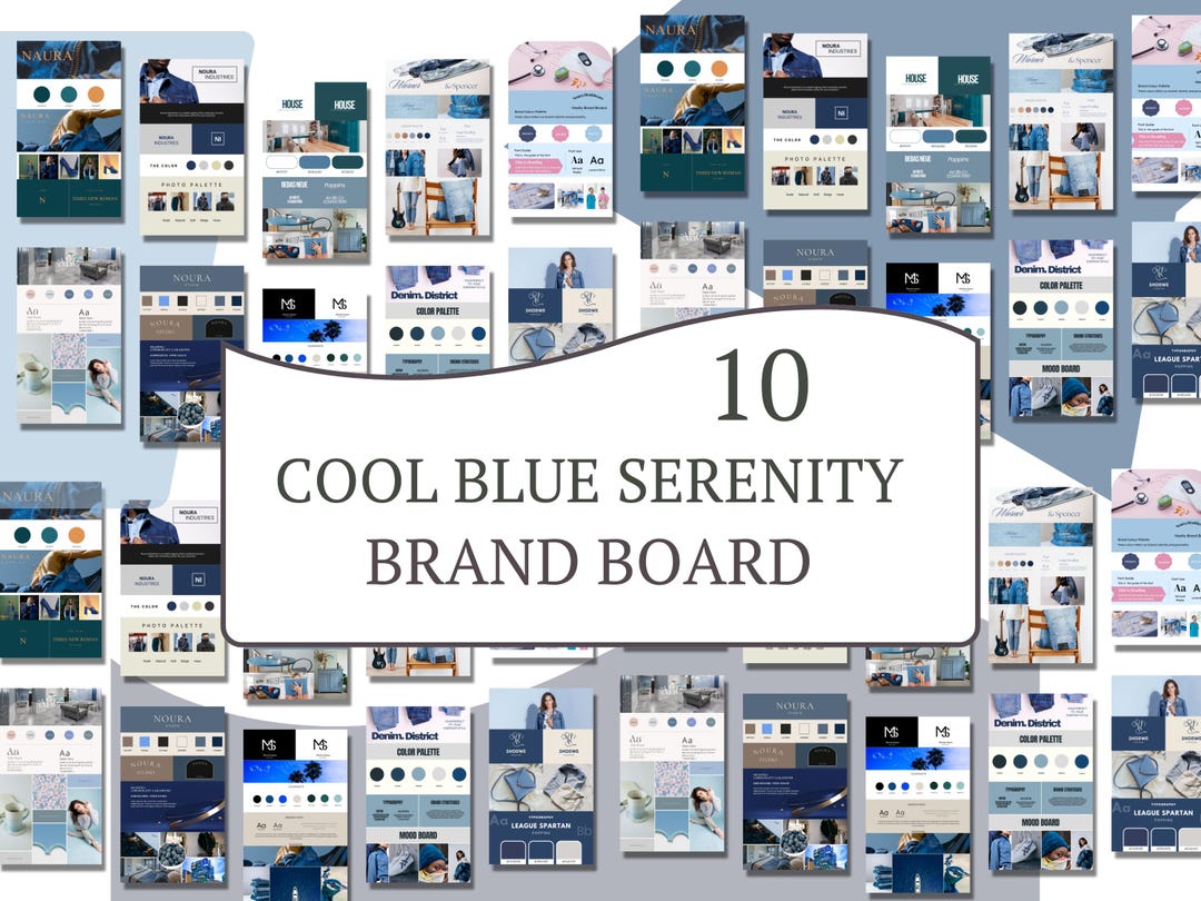 Cool Blue Serenity Brand Board Template | Calm Aesthetic Branding Kit ...