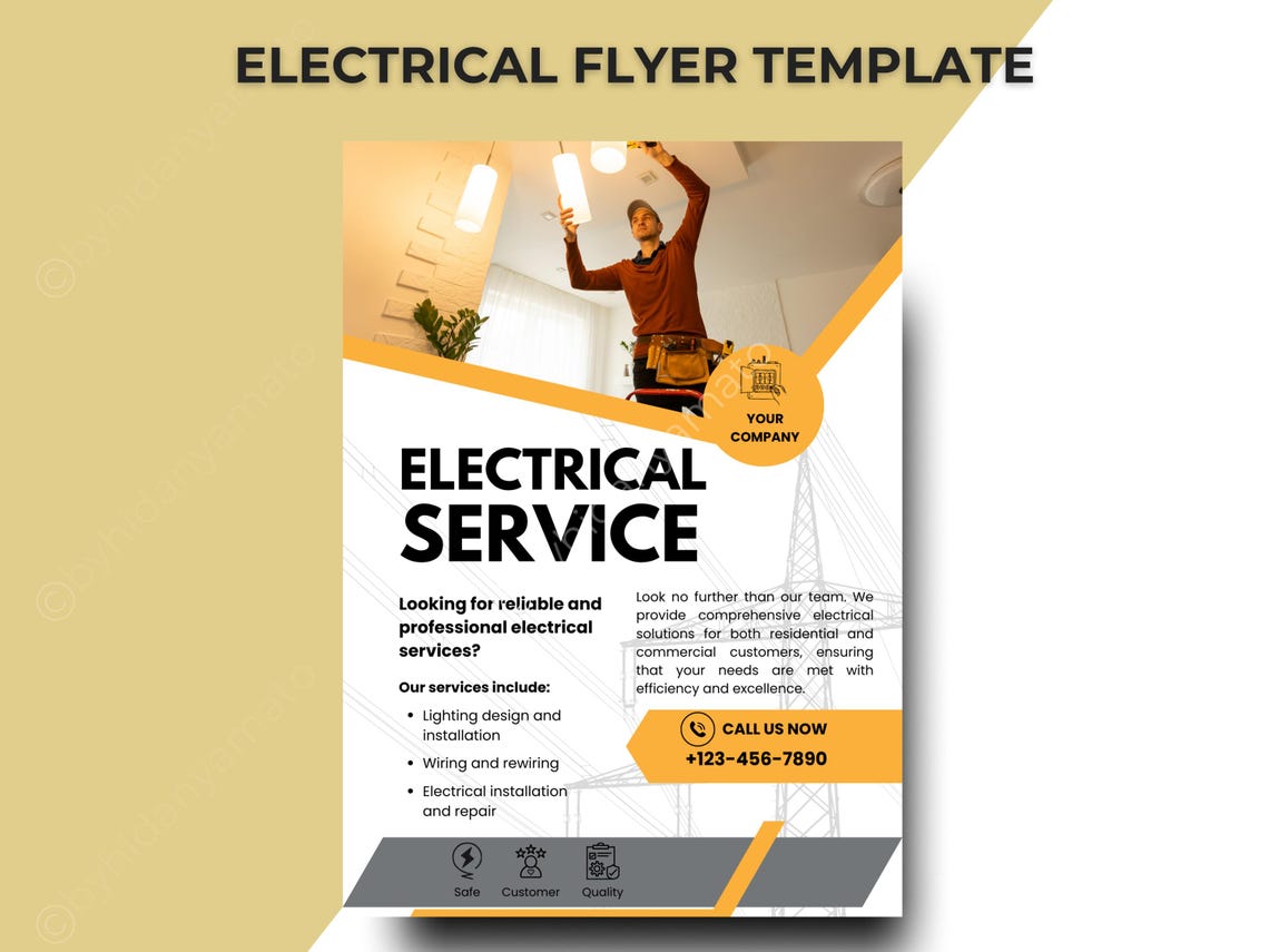 Electrical Service Flyer Template | Editable Canva Design | Electrician ...