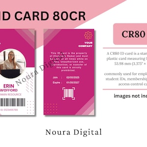 Canva Id Card | CR80 ID Card Template | Printable & Editable ID Badge ...