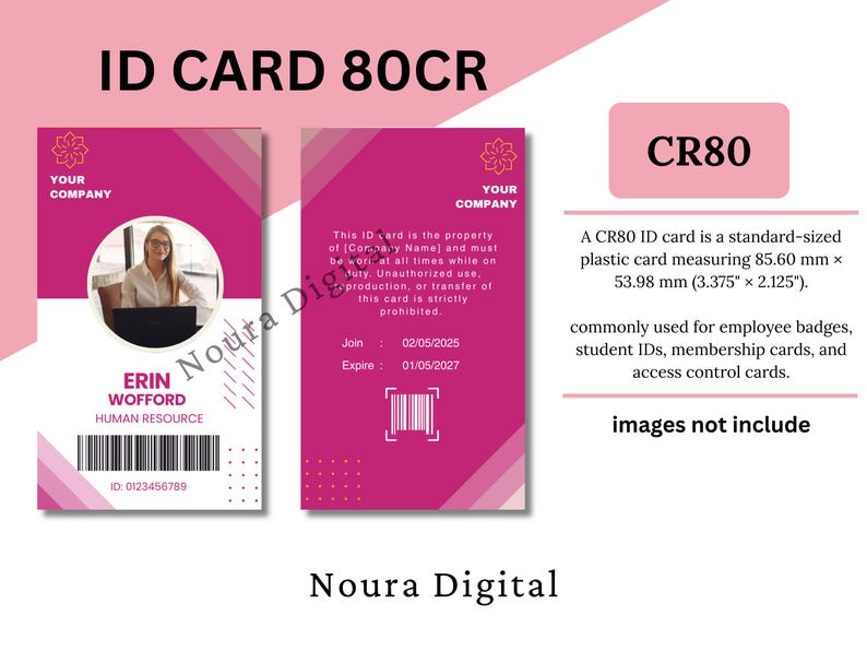 Canva Id Card | CR80 ID Card Template | Printable & Editable ID Badge ...