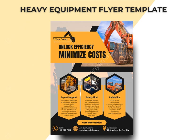 Heavy Equipment Rental Flyer Template | Editable Construction Service ...
