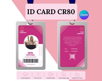 CR80 ID Card Template | Printable & Editable ID Badge | Standard Size 3 ...