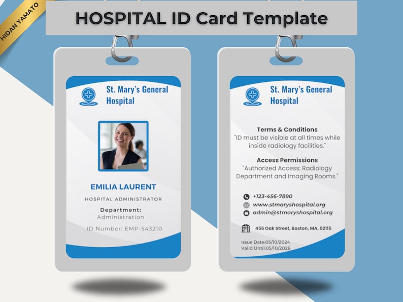 Hospital ID Card Template | Editable Badge for Doctors & Nurses Medical ...