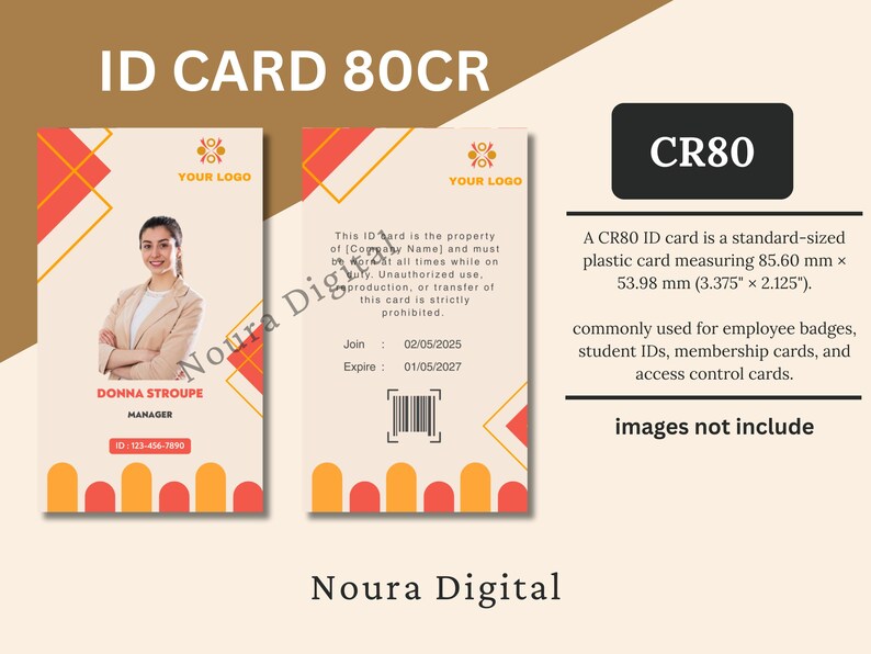 Id Card | CR80 ID Card Template | Printable & Editable ID Badge ...