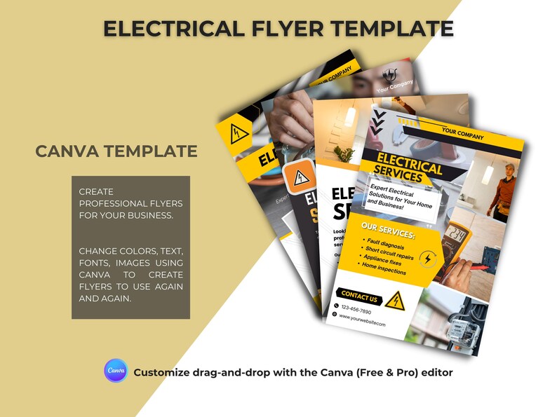 Electrical Service Flyer Template | Editable Canva Design | Electrician ...