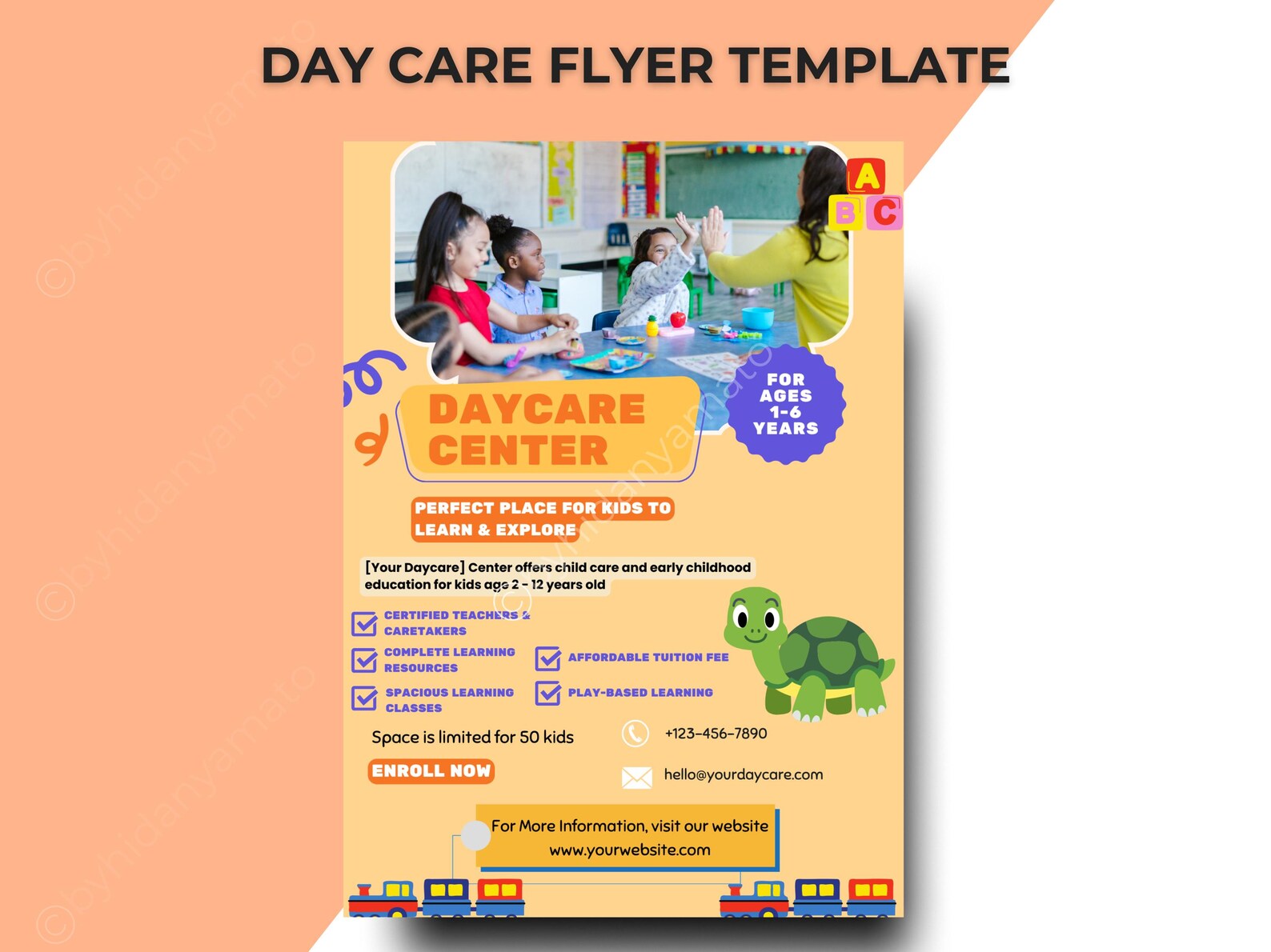 Daycare Flyer Template | Editable Canva Design | Childcare Center Ad ...