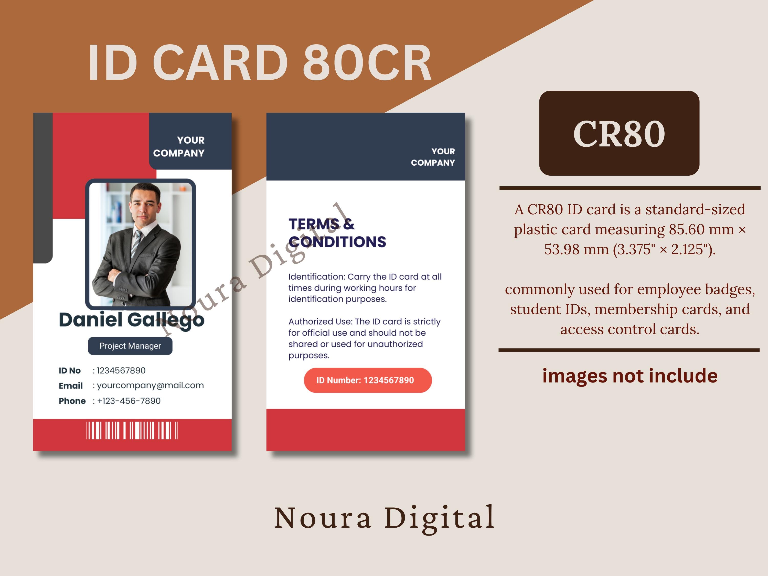 CR80 ID Card Template | Printable & Editable ID Badge | Standard Size 3 ...