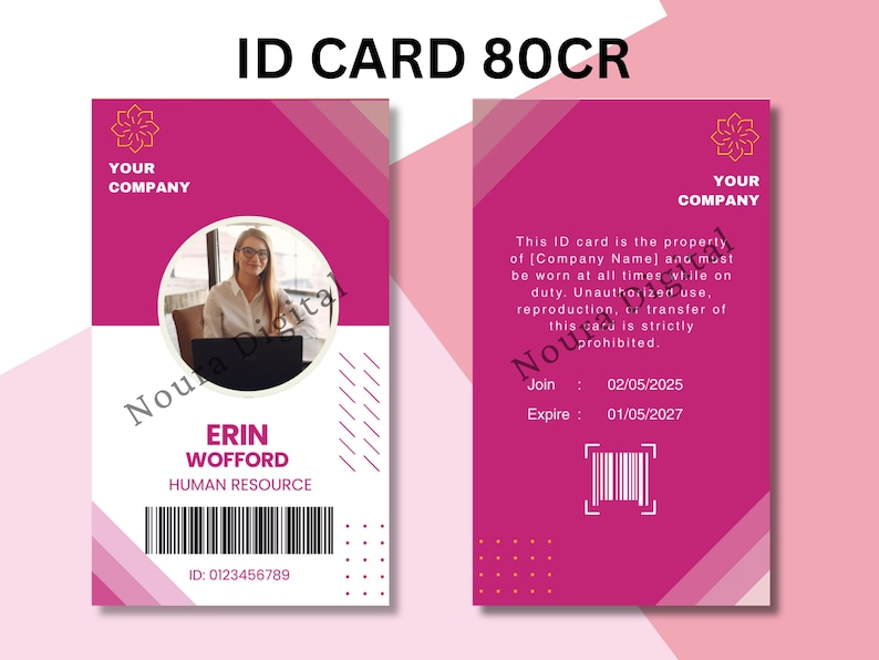Canva Id Card | CR80 ID Card Template | Printable & Editable ID Badge ...