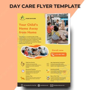 Daycare Flyer Template | Editable Canva Design | Childcare Center Ad ...