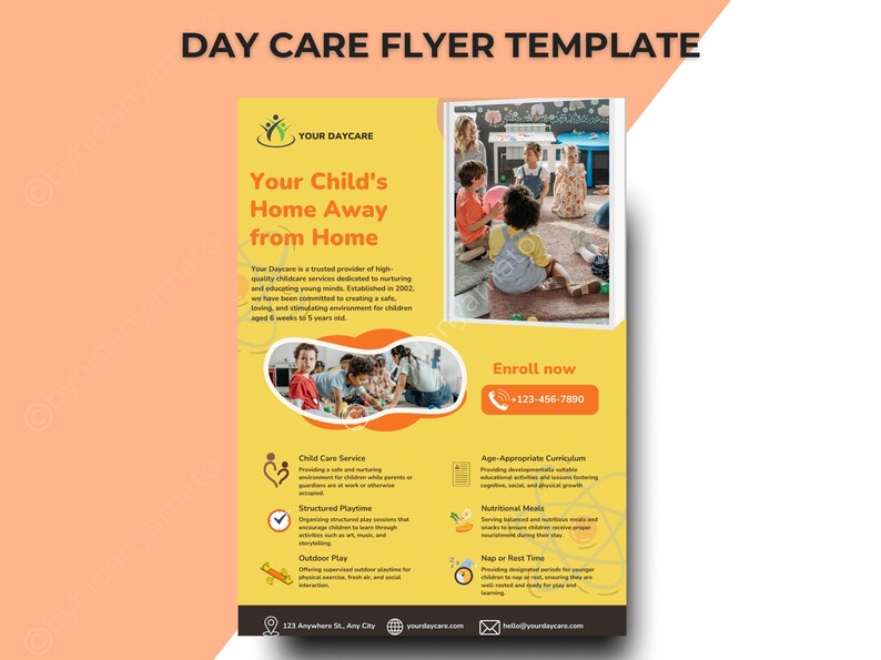 Daycare Flyer Template | Editable Canva Design | Childcare Center Ad ...