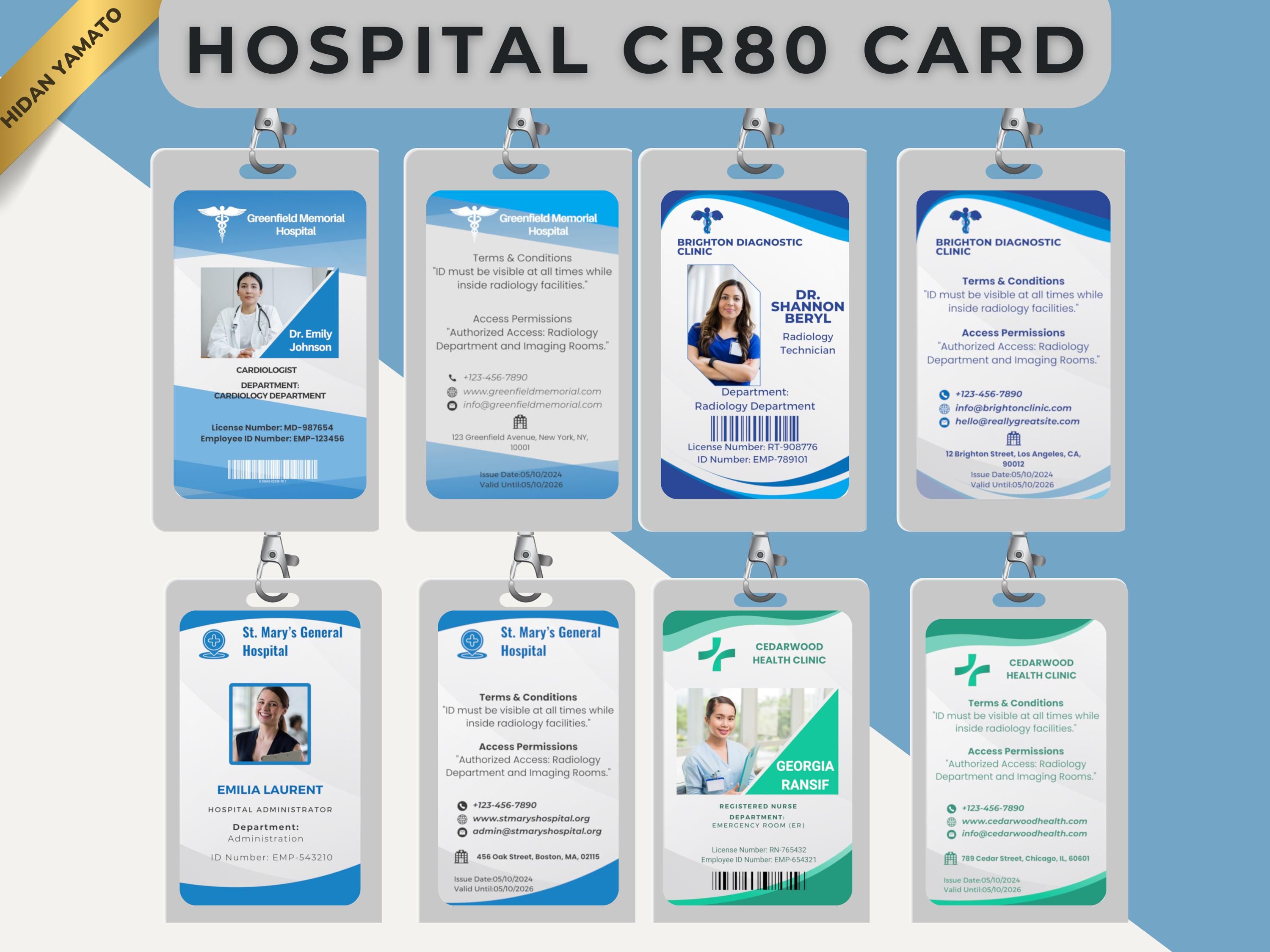 Hospital ID Card Template | Editable Badge for Doctors & Nurses Medical ...