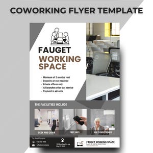Editable Co-working Space Flyer Template - Canva - Shared Office Flyer ...