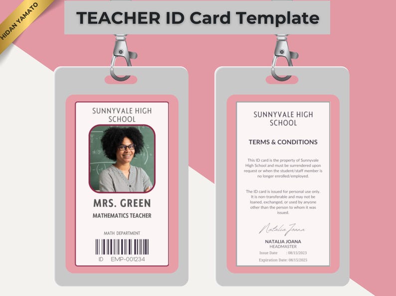 School ID Card Template | Editable Badge for Teachers & Staff ID Card ...