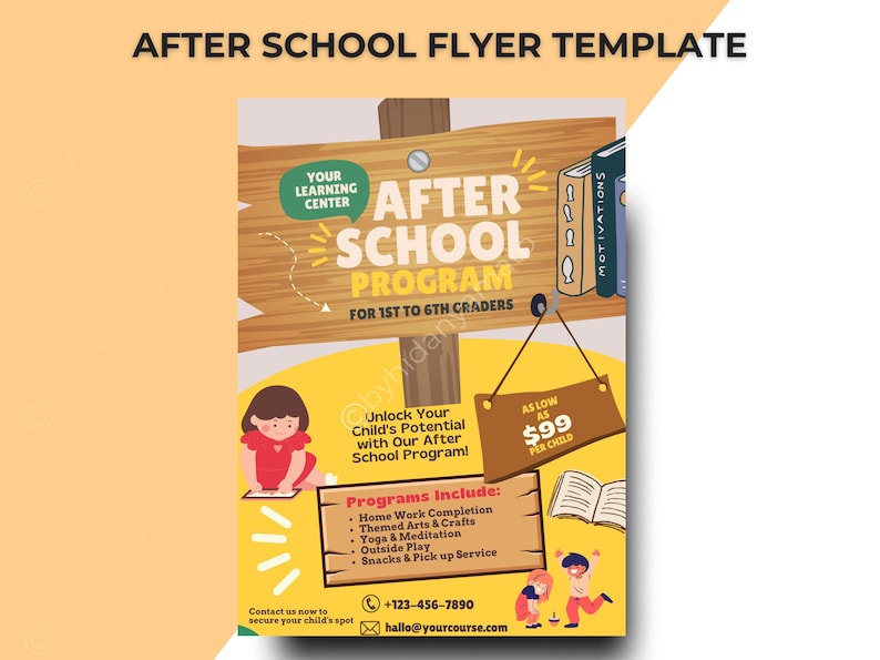 Flyer After School Template | Canva Editable | Instant Download | Flyer ...