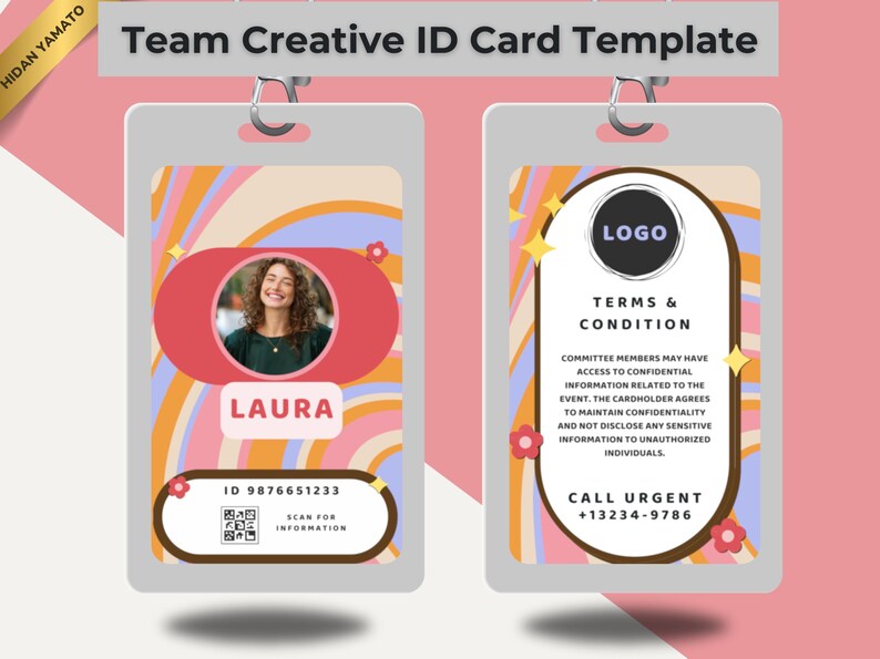 Editable Creative Team ID Card Template - Canva - Staff Badge Template ...