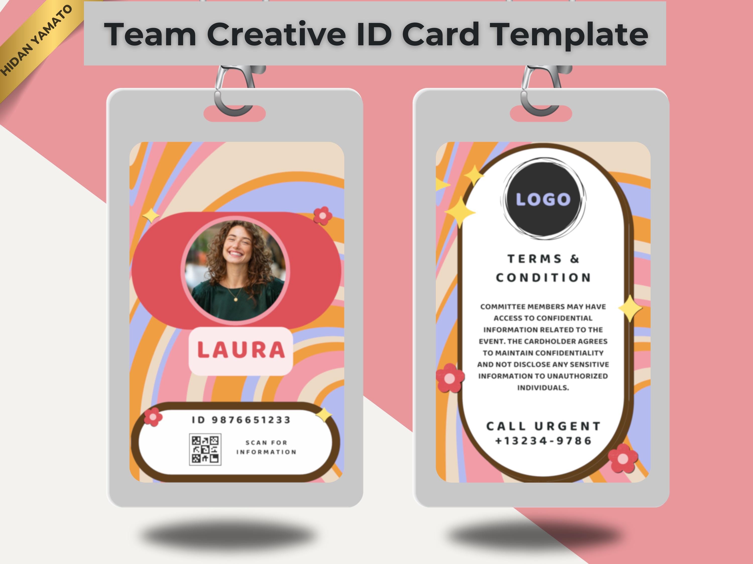 Editable Creative Team ID Card Template - Canva - Staff Badge Template ...
