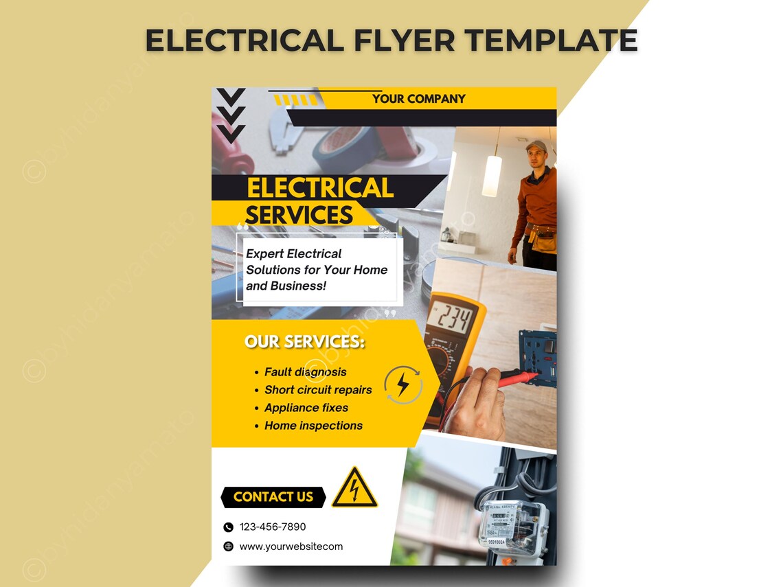 Electrical Service Flyer Template | Editable Canva Design | Electrician ...