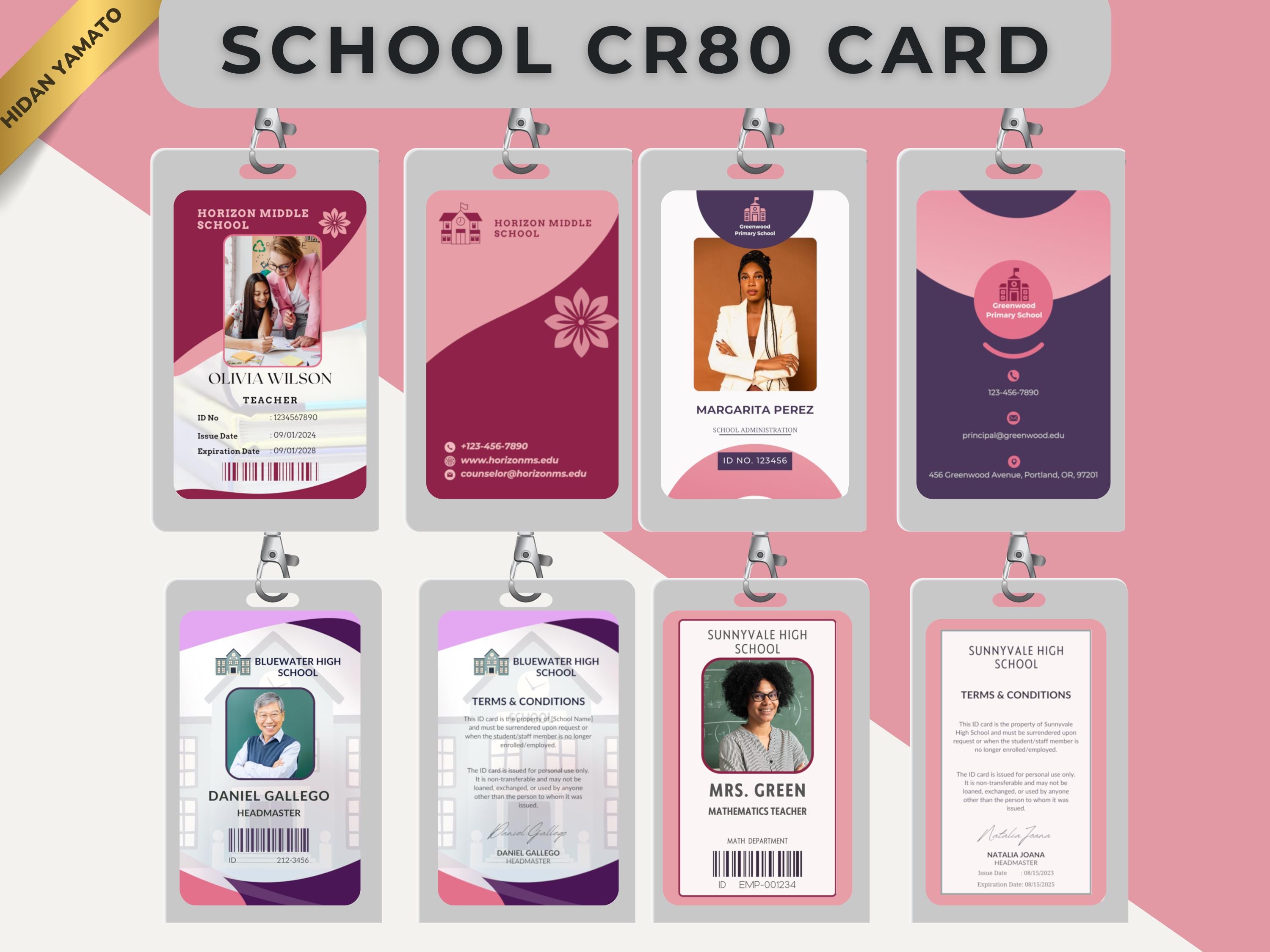 School ID Card Template | Editable Badge for Teachers & Staff ID Card ...