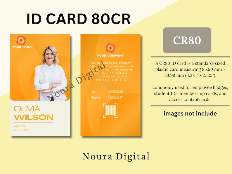 Canva Id Card | CR80 ID Card Template | Printable & Editable ID Badge ...