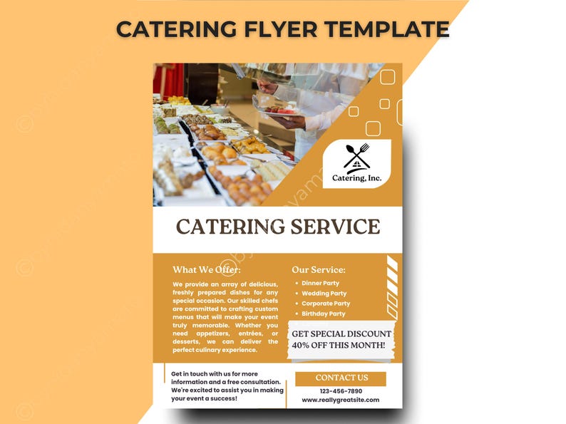 Catering Flyer Template | Editable Canva Design for Food Business ...