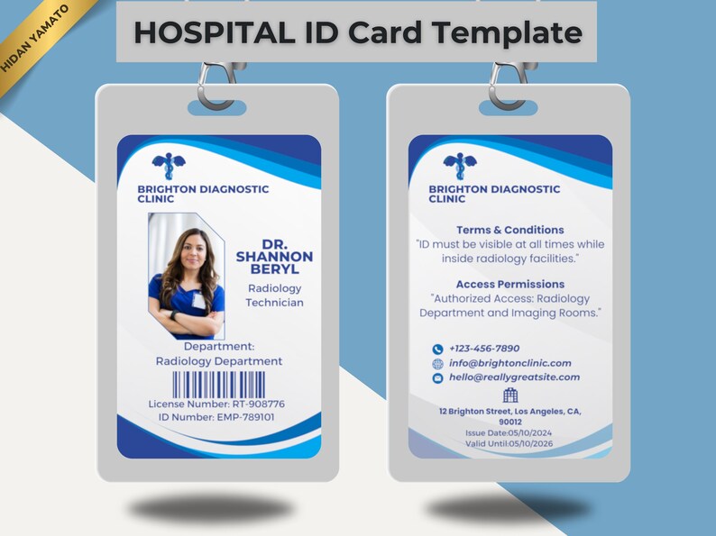 Hospital ID Card Template | Editable Badge for Doctors & Nurses Medical ...