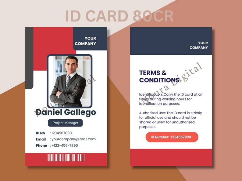 CR80 ID Card Template | Printable & Editable ID Badge | Standard Size 3 ...
