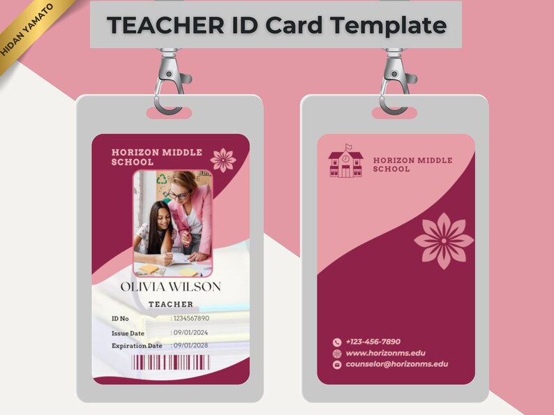 School ID Card Template | Editable Badge for Teachers & Staff ID Card ...