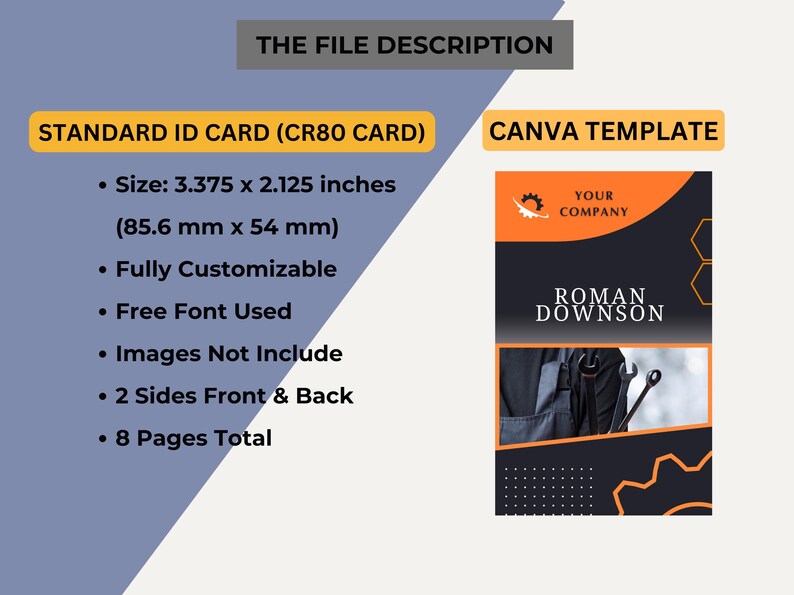 Workers ID Card Template | Editable Badge for Mechanic Aotomotive ...